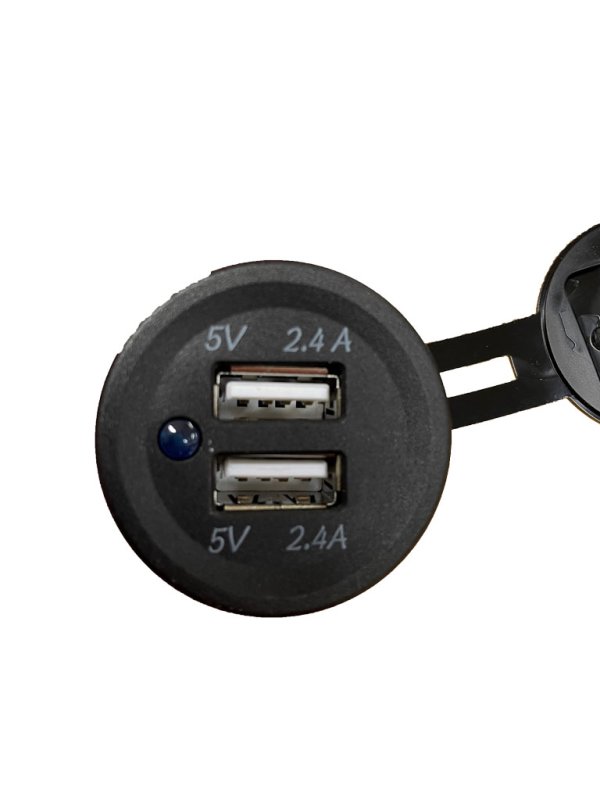 GREY C-Line Double USB Socket - 2.4A and 2.4A : Pennine Leisure Supplies