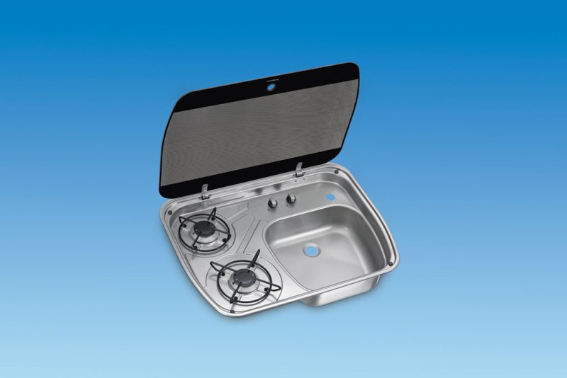 HSG2445 - 2 Burner Gas Hob/Sink Combination : Pennine Leisure Supplies
